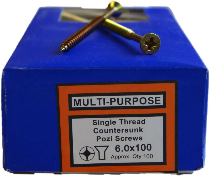 Wood Screw Pozi YZP 6x100mm pk100 - Timbermills