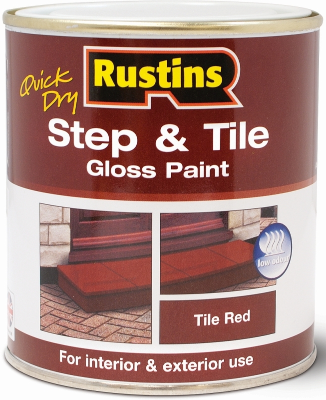 Rustins Step & Tile Paint, Tile Red,Gloss Finish 500ml - Timbermills