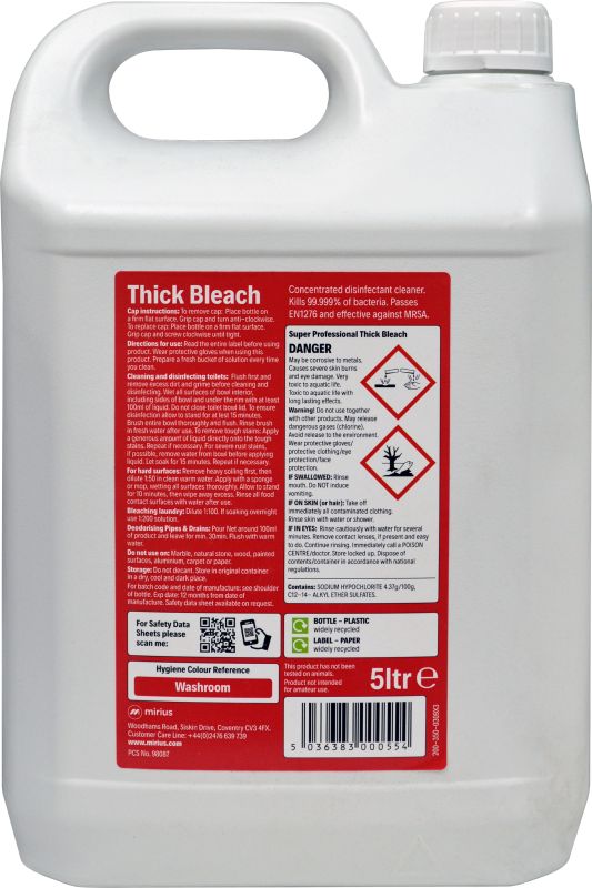 Professional Thick Bleach 5ltr - Timbermills