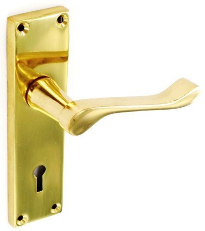 Victorian Brass scroll lock handles 150mm/6ins - Timbermills