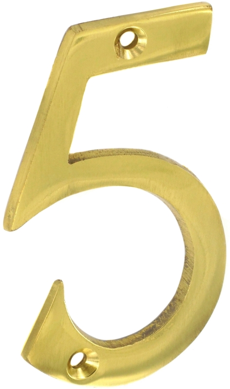 Brass numeral No 5 75mm - Timbermills